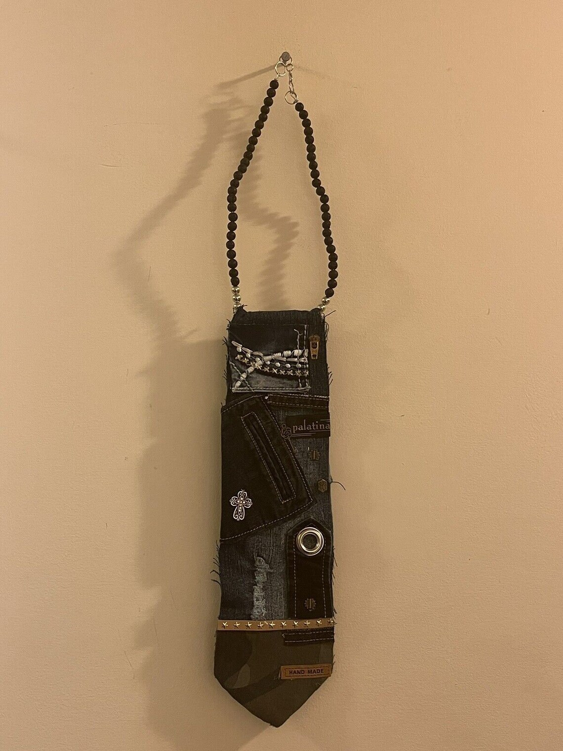 Upcycled Handmade Denim Jeans Necktie Statement Necklace Wearable Art ...