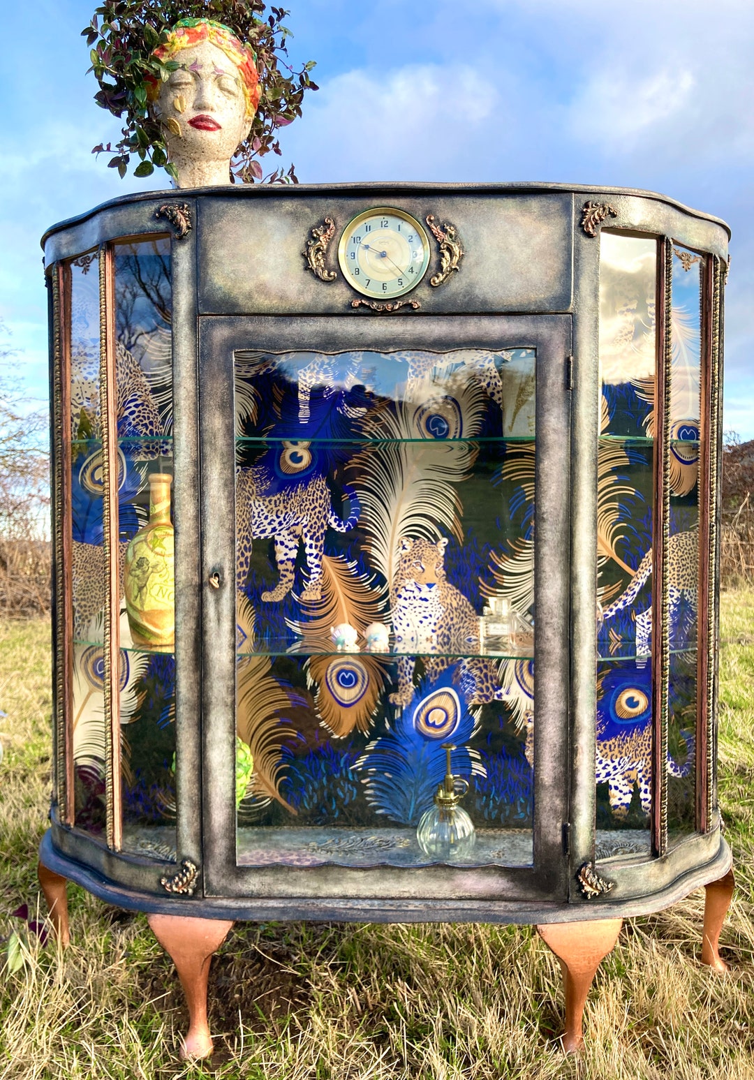 Unique Upcycled China Display Cupboard Handpainted Drinks Cabinet ...