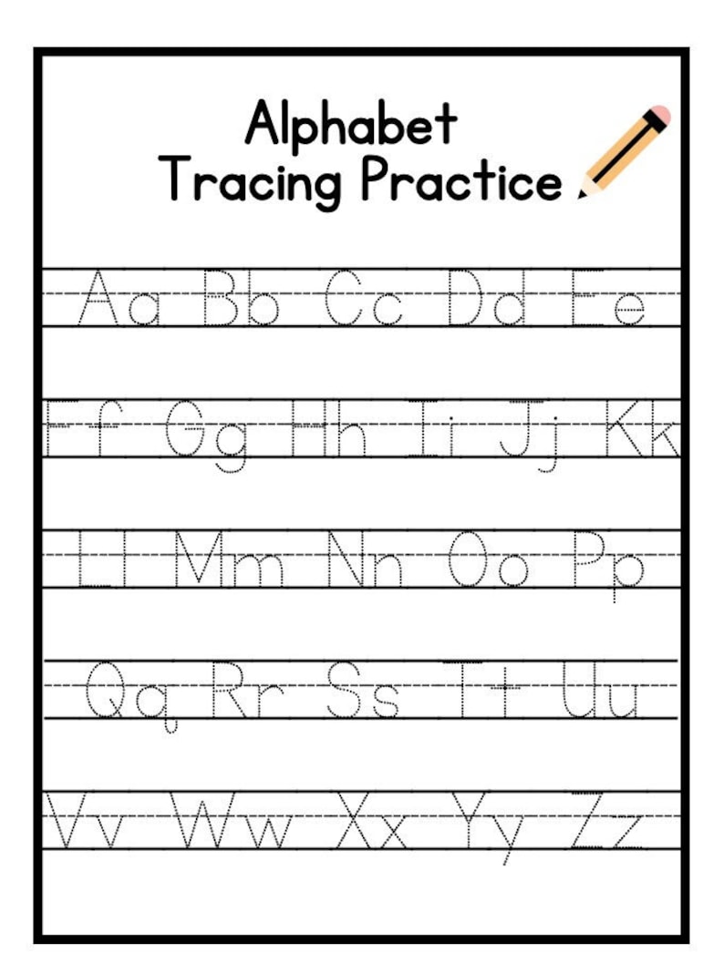 Tracing Worksheet Alphabet A to Z - Etsy
