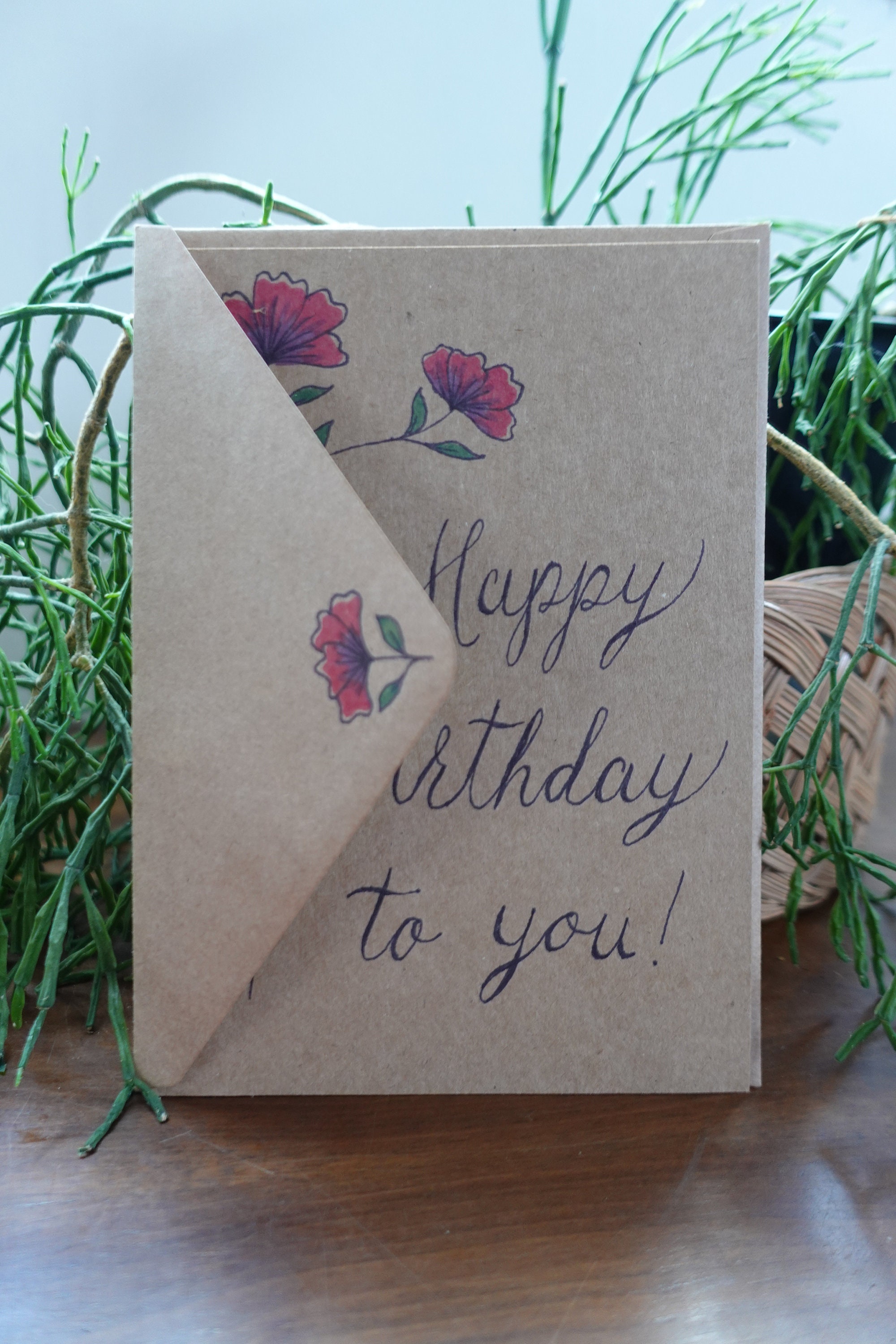 Handmade Send Direct to Recipient Happy Birthday Card Flowers - Etsy