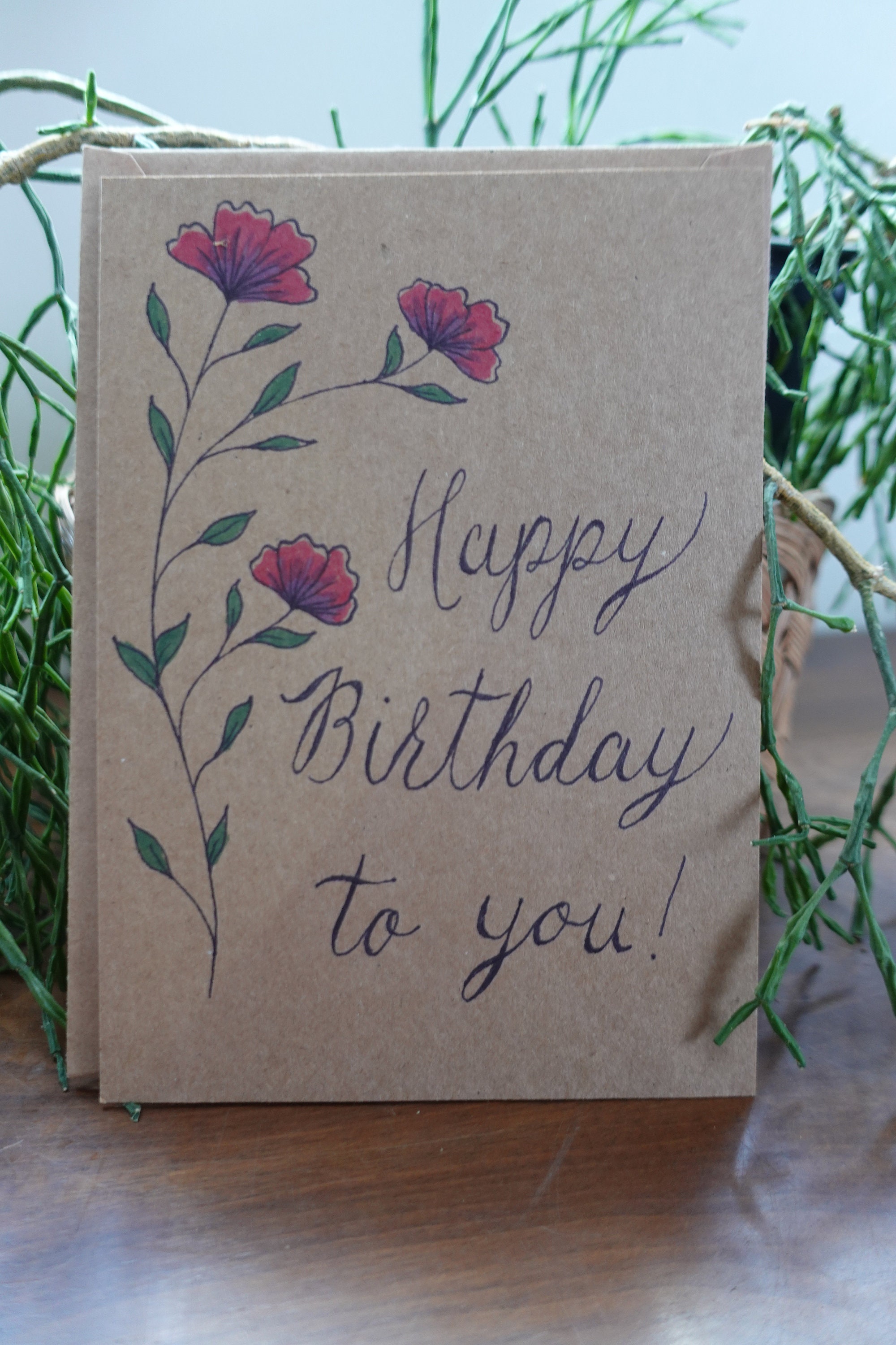 Handmade Send Direct to Recipient Happy Birthday Card Flowers - Etsy