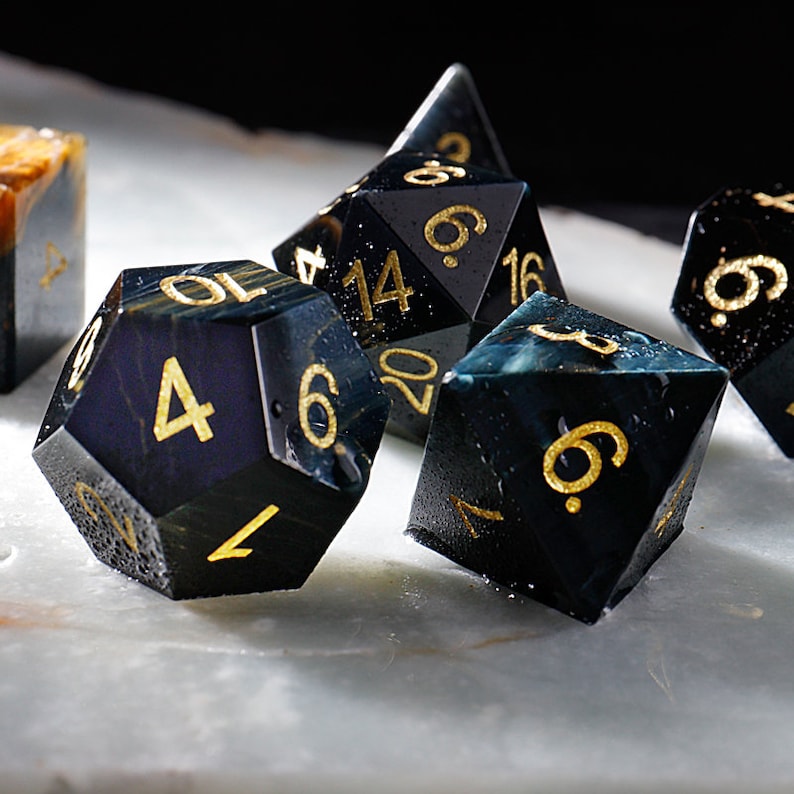 DND Hawk's Eye Gemstone Dice - Etsy