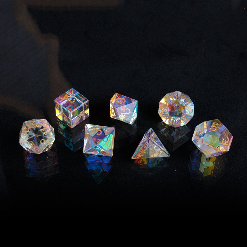 DND Full Set K9 Polyhedral Glass Dice - Etsy