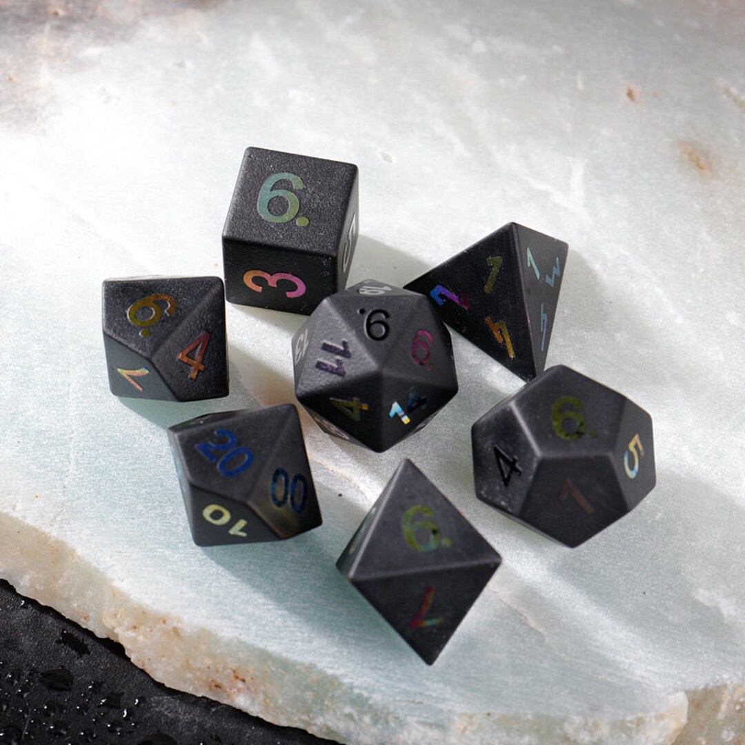 Raised Holographic Obsidian Gem Dice/rpg Stone Dice/ Gemstone for ...