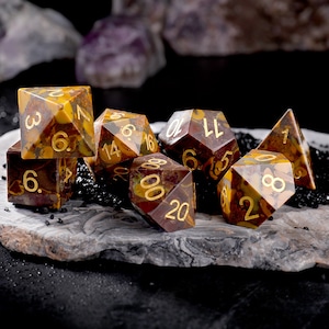 Insect Fossil Gemstone Dice Set RPG Role Playing Game Stone Dice Set - Etsy