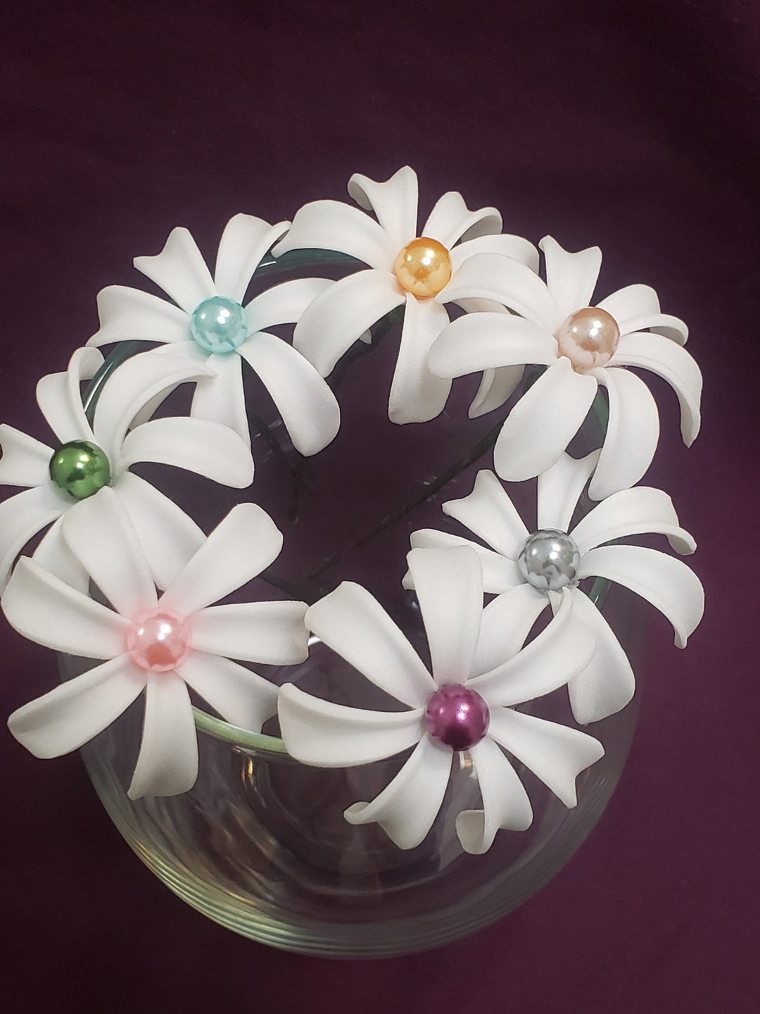 Mini 1.5 Tiare With Pearl Bead Flower Pick, Ear Flower, Tahitian ...