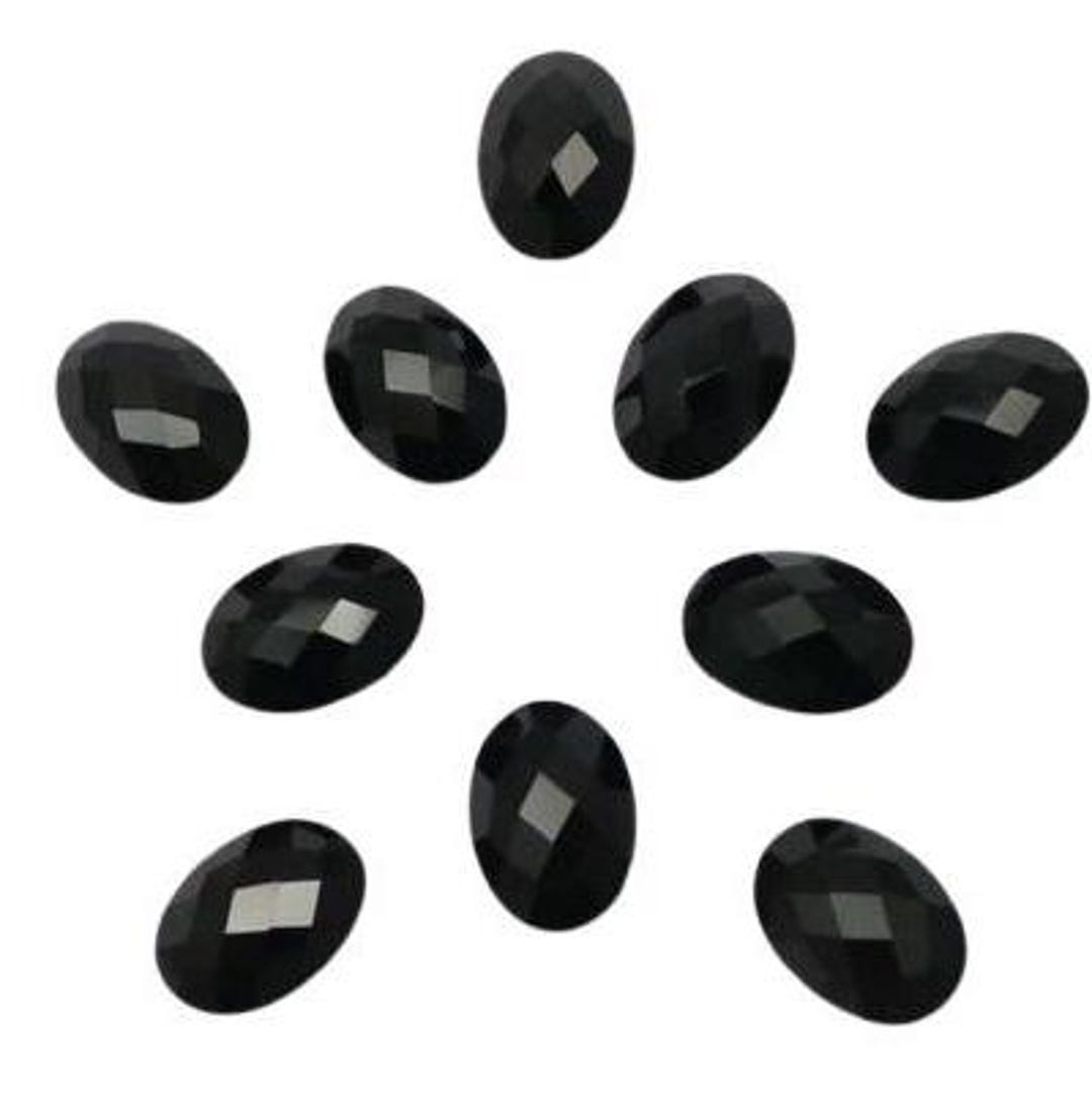 Natural Black Onyx Oval Checker Cut Loose Calibrated Gemstone 5X7, 6X8 ...