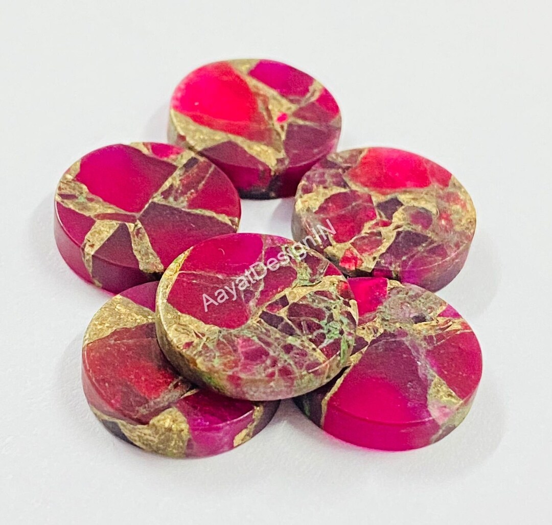 Natural Ruby Copper Turquoise Round Coin Flat Both Side Discs Gemstone ...