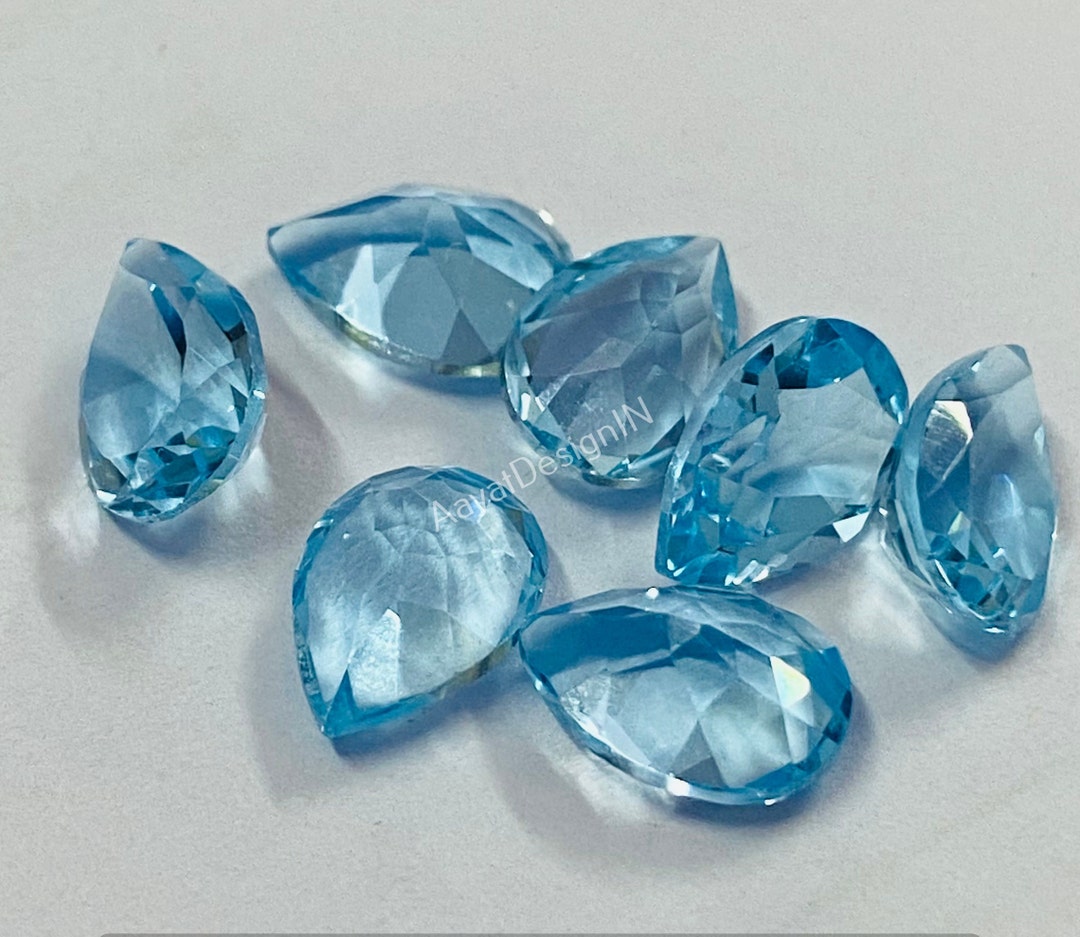 Natural Sky Blue Topaz Pear Faceted Cut Loose Calibrate Gemstone for ...