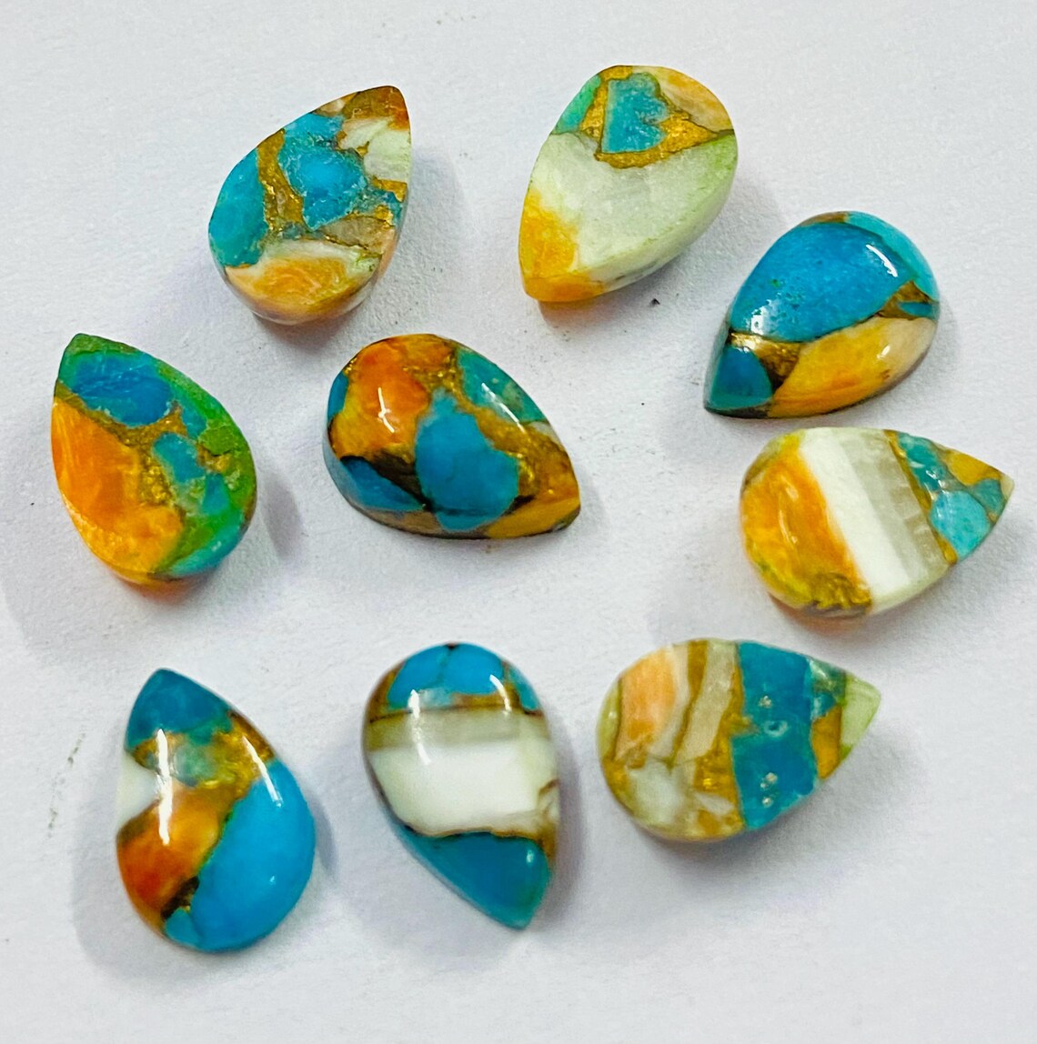 Natural Oyster Copper Turquoise Pear Cabochon, Calibrated Gemstone - Etsy