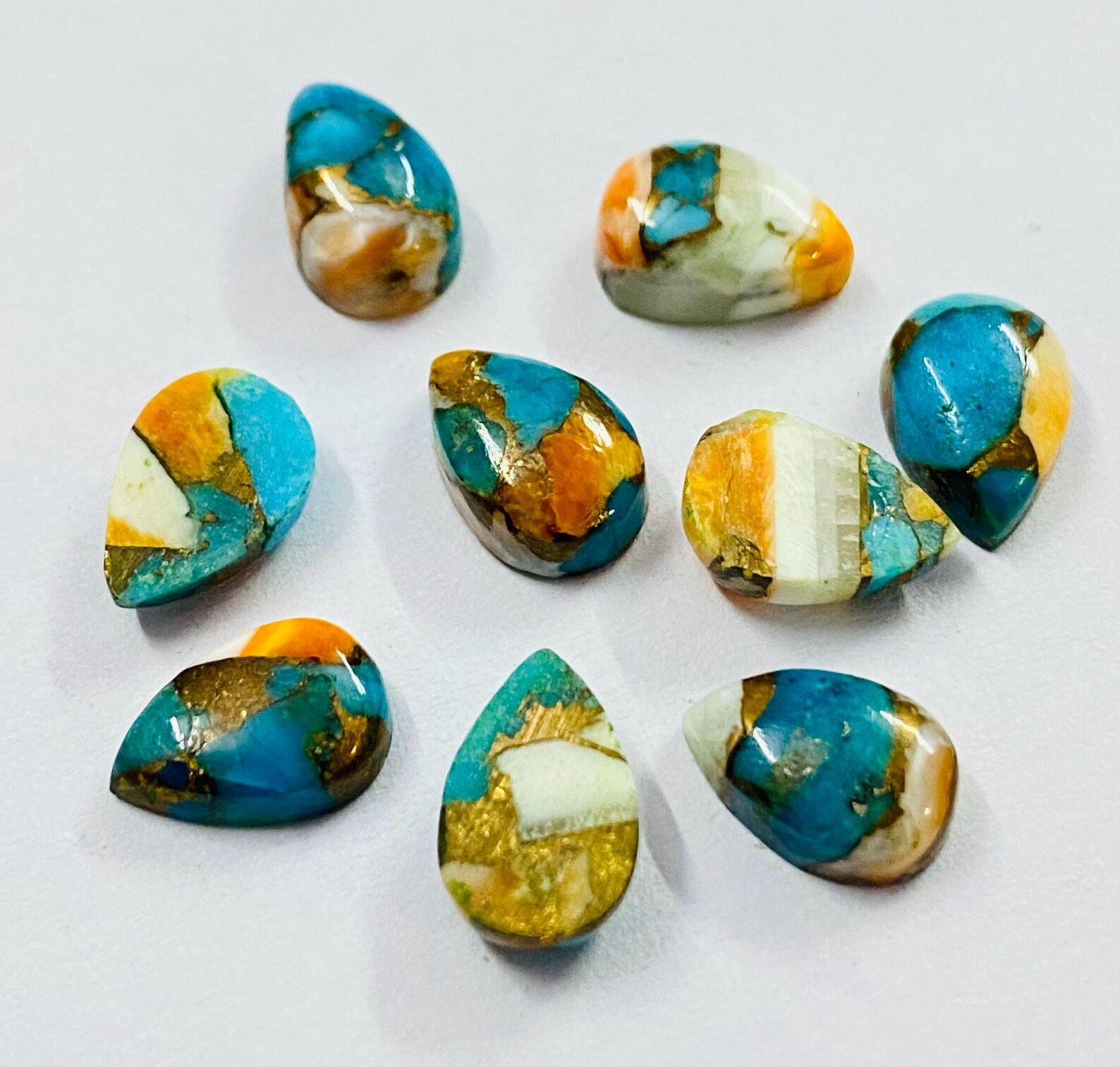 Natural Oyster Copper Turquoise Pear Cabochon, Calibrated Gemstone - Etsy