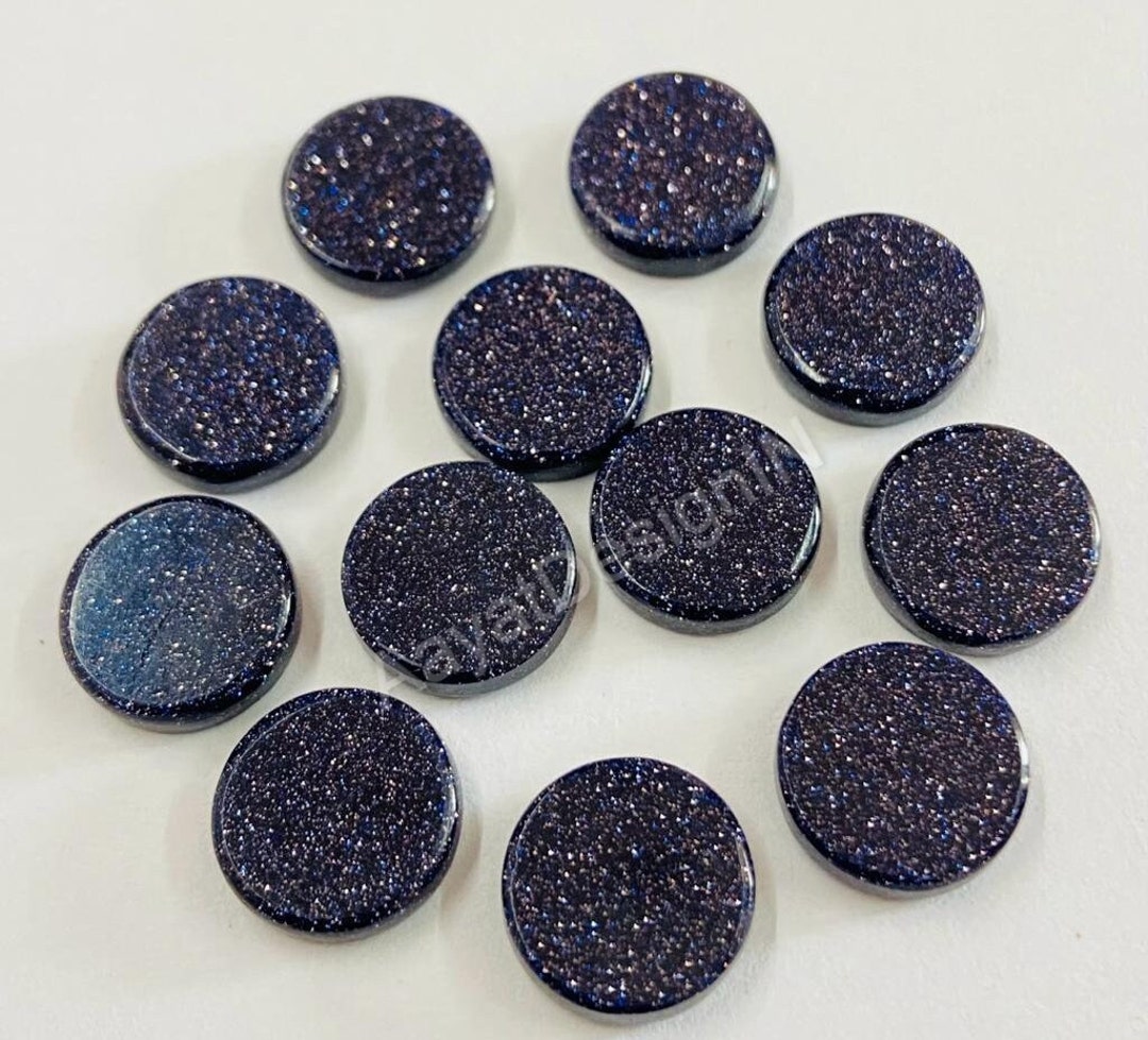 Natural Blue Sandstone Round Coin Flat Both Loose Calibrated Gemstone 3 ...