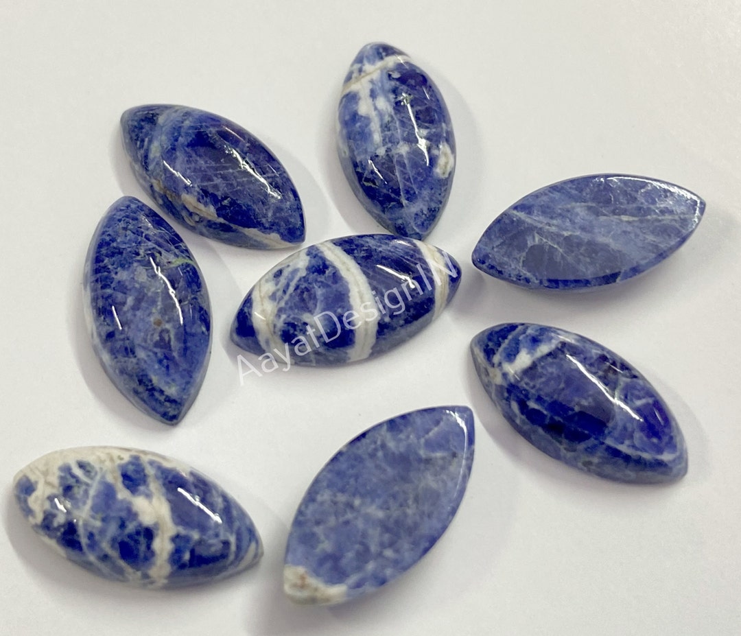 Natural Blue Sodalite Marquise Cabochon Gemstone, Calibrated Loose ...