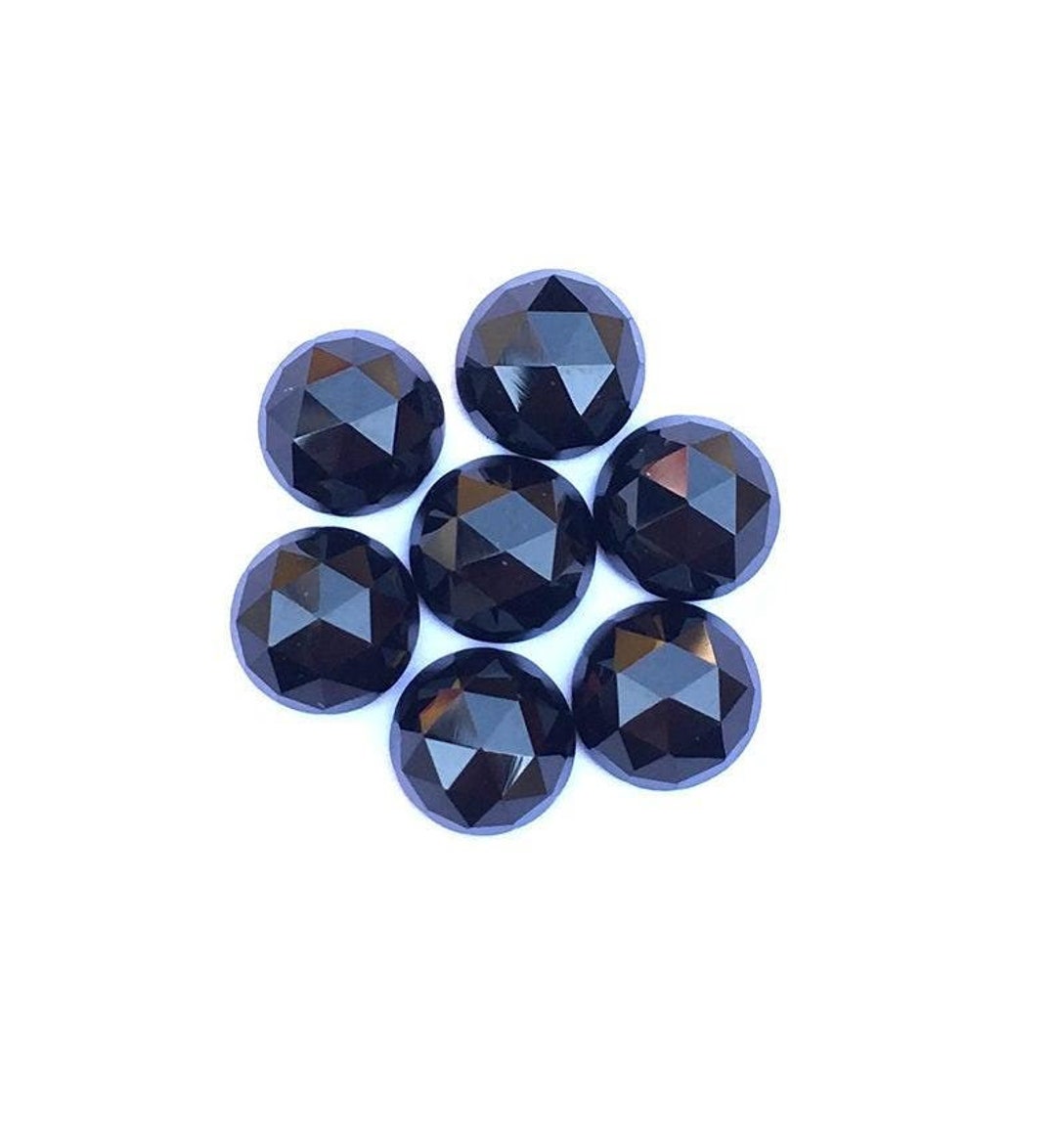 Rose Cut Black Spinal Gemstone, Round Calibrated Loose Stone (5-15 MM ...