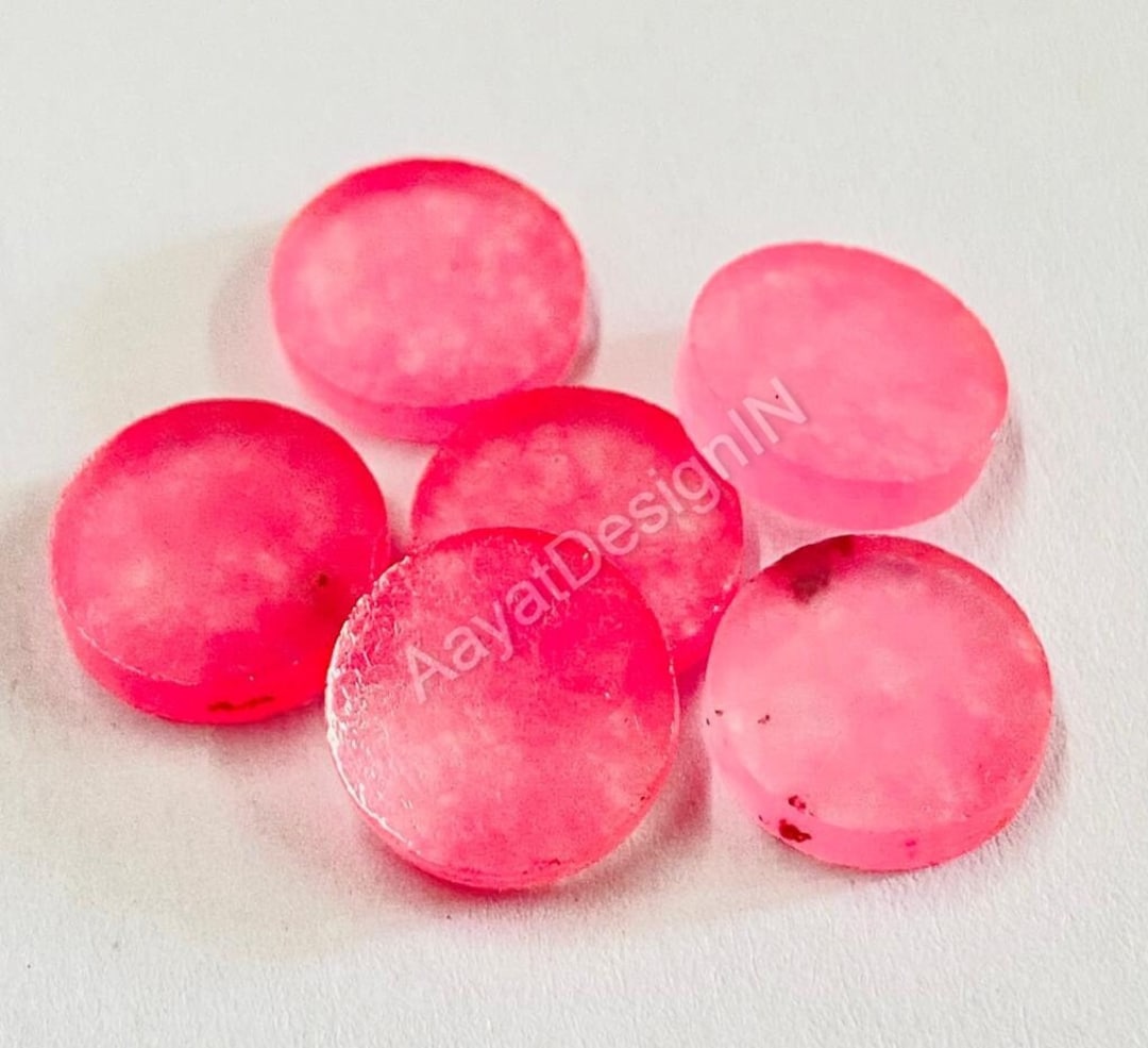 Natural Pink Jade Quartz Round Coin Flat Both Side Loose Calibrated ...