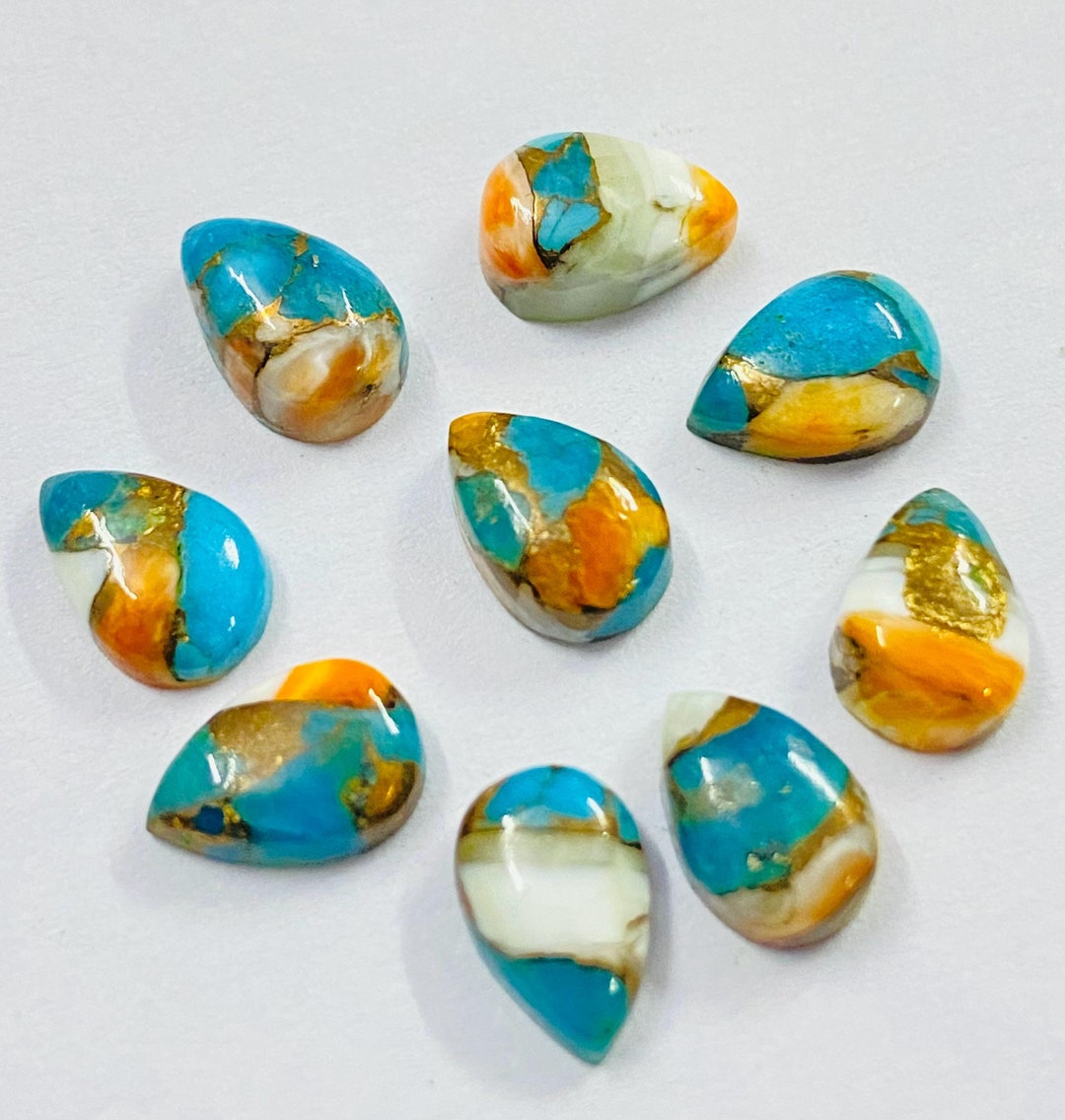 Natural Oyster Copper Turquoise Pear Cabochon, Calibrated Gemstone - Etsy