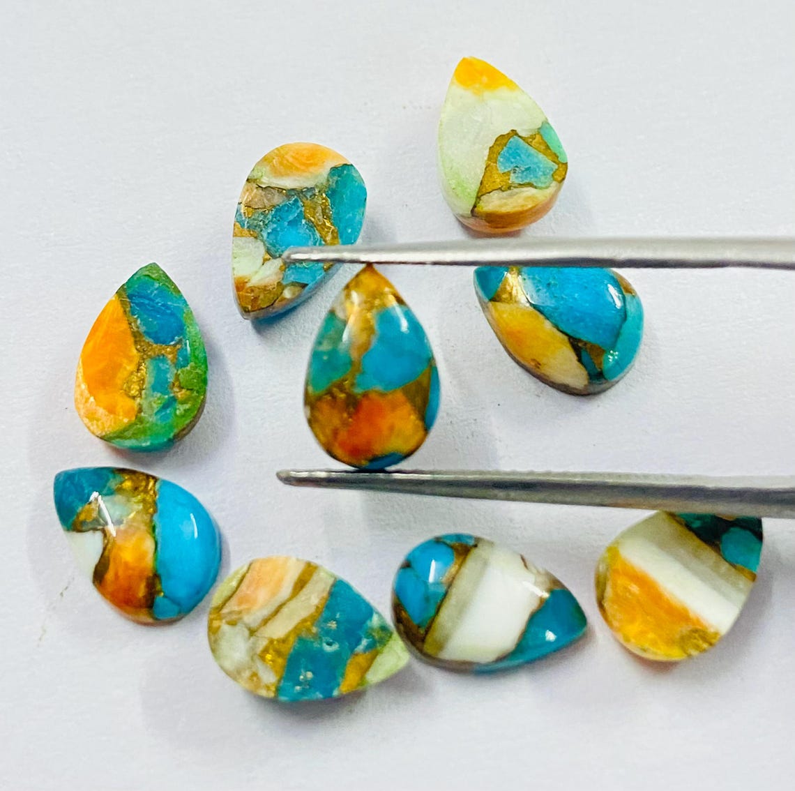Natural Oyster Copper Turquoise Pear Cabochon, Calibrated Gemstone - Etsy