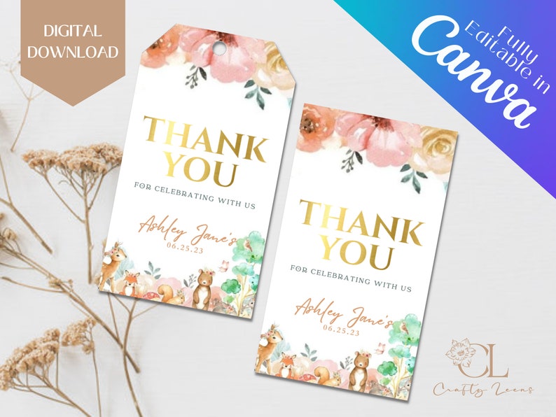 EDITABLE Gift Souvenir Tag Printable Party Favor Tags Thank - Etsy