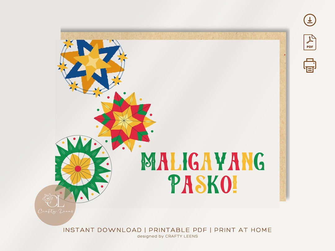 Printable (PINOY001) Paskong Pinoy - Christmas Holiday Flat Notecard ...