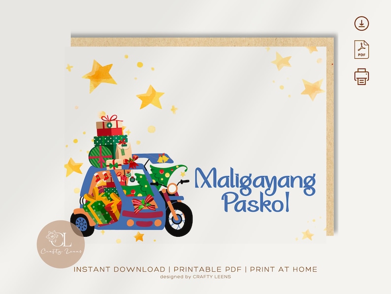 Printable (PINOY005) Paskong Pinoy - Christmas Holiday Flat Notecard ...