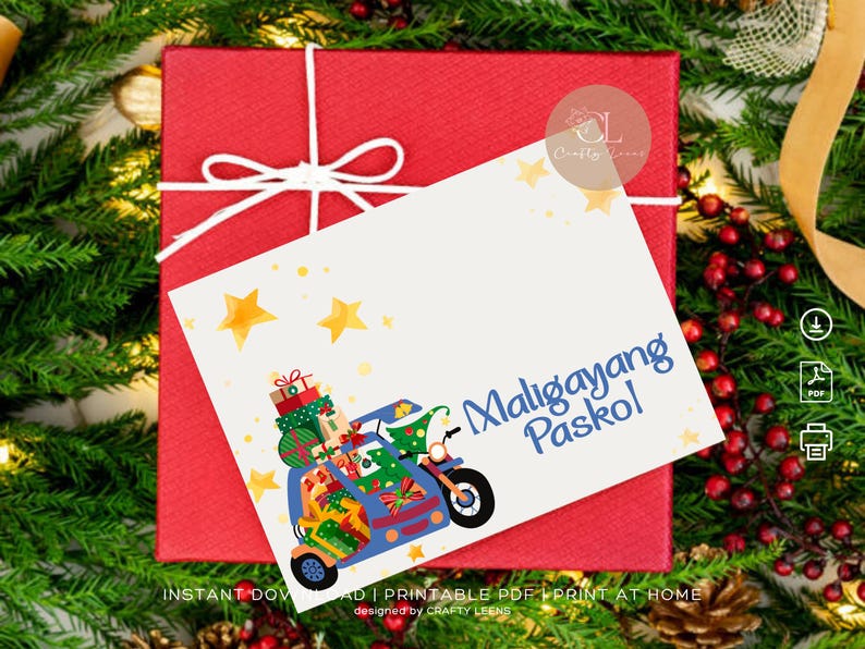 Printable (PINOY005) Paskong Pinoy - Christmas Holiday Flat Notecard ...