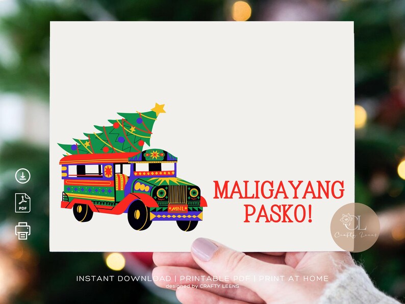 Printable (PINOY002) Paskong Pinoy - Christmas Holiday Flat Notecard ...