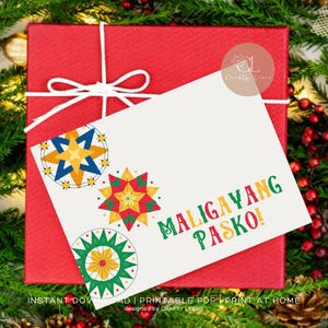 Printable (PINOY001) Paskong Pinoy - Christmas Holiday Flat Notecard ...