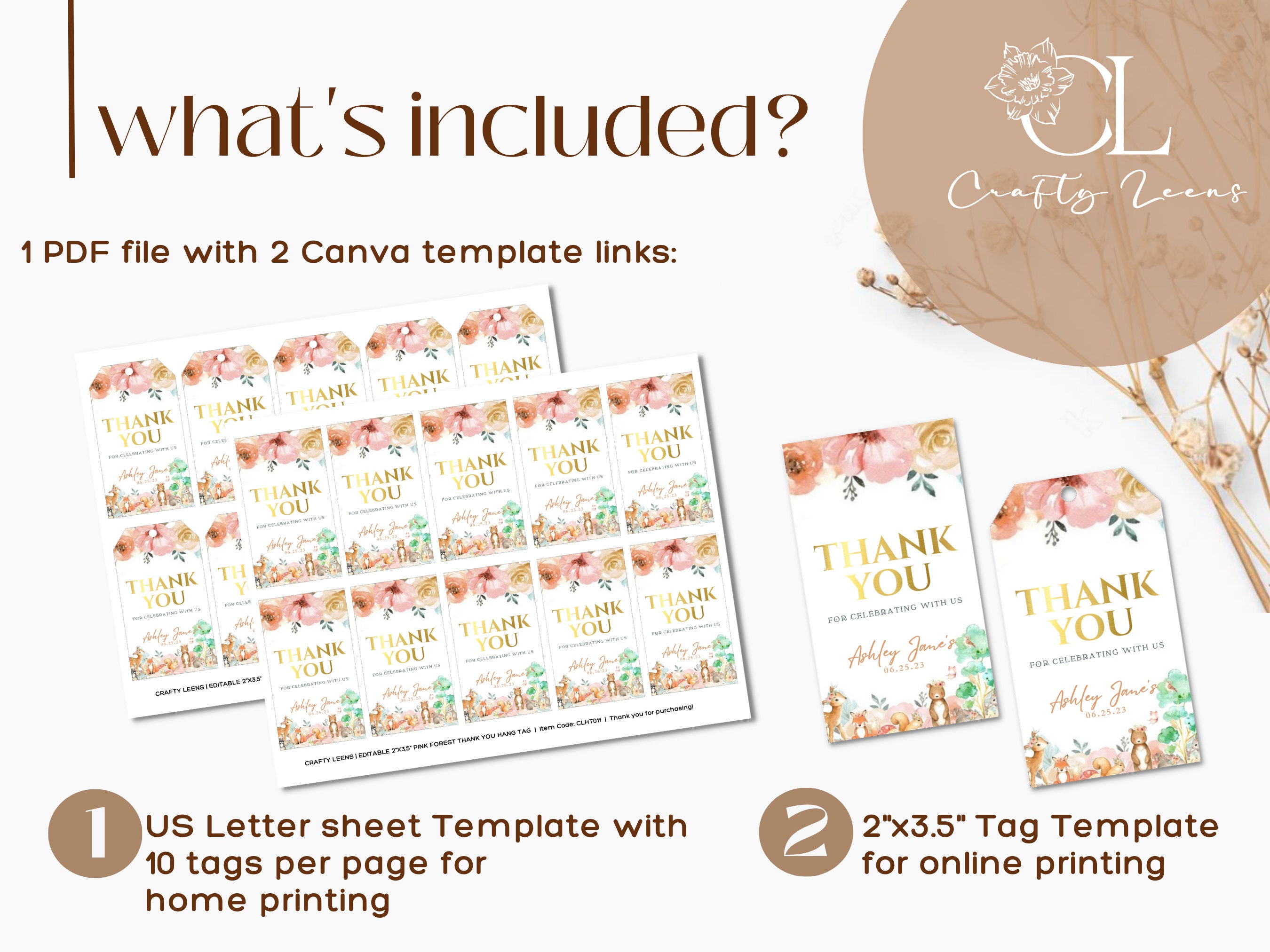 EDITABLE Gift Souvenir Tag, Printable Party Favor Tags, Thank You for ...