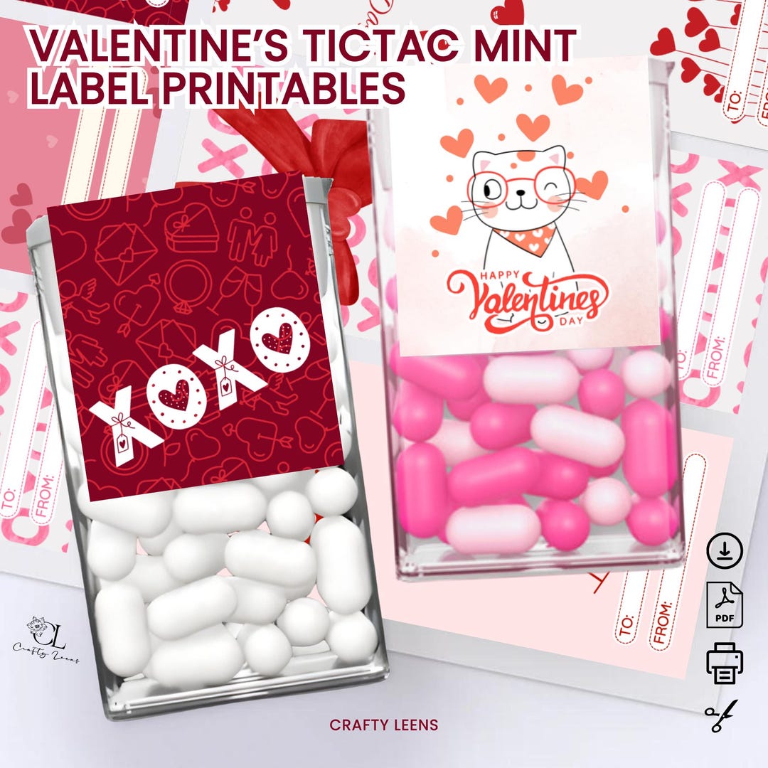 Valentine's Tic Tac Wraparound Label | Mint Sticker | Printables ...