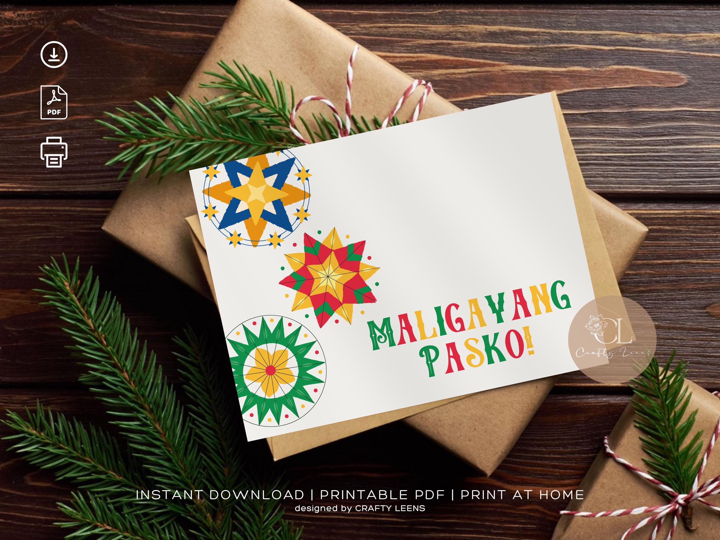 Printable (PINOY001) Paskong Pinoy - Christmas Holiday Flat Notecard ...