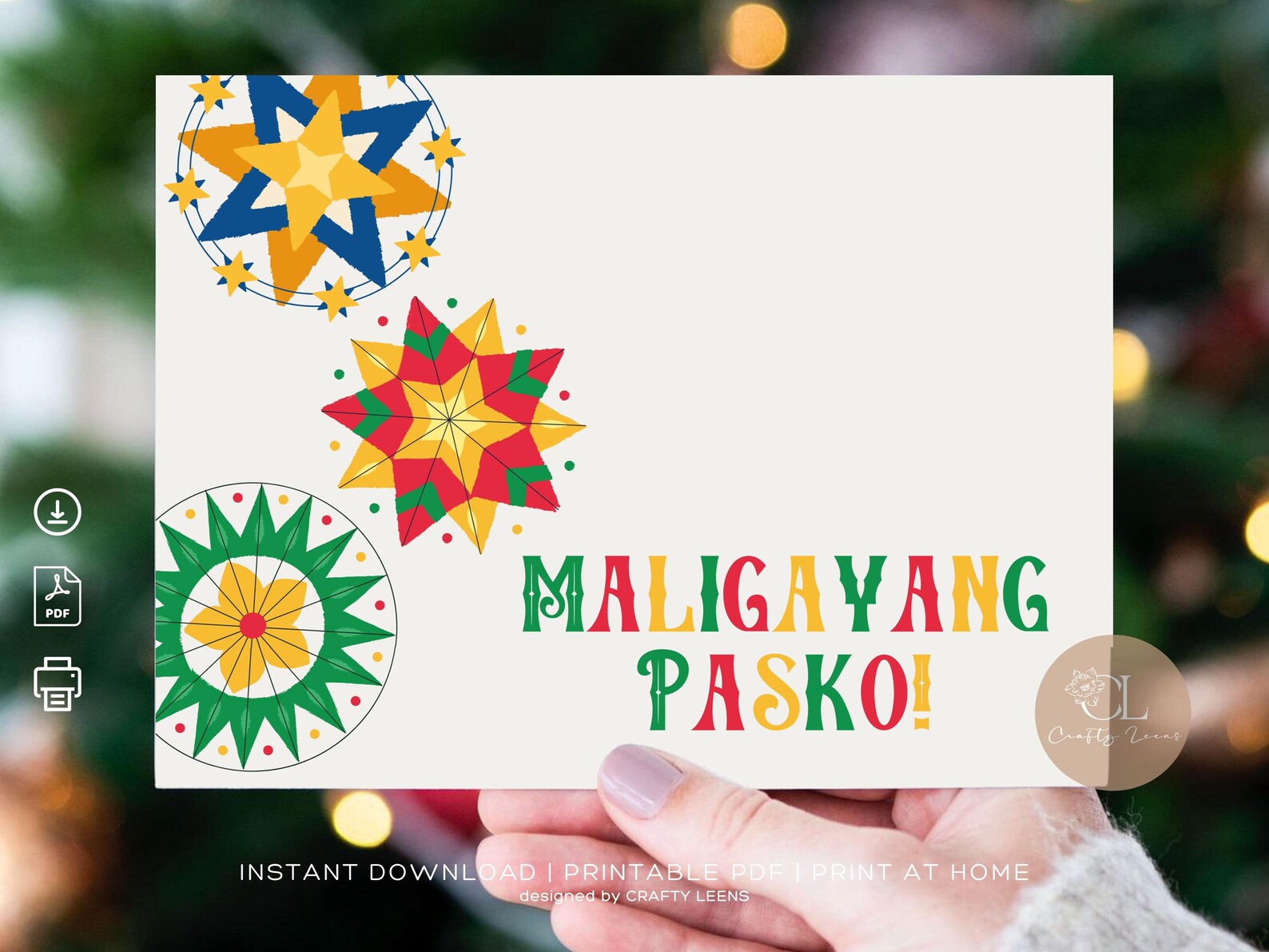 Printable (PINOY001) Paskong Pinoy - Christmas Holiday Flat Notecard ...