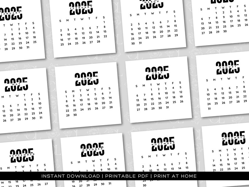 2025 Calendar Printable | Minimalist | 3x3 Monthly + Yearly Calendar ...
