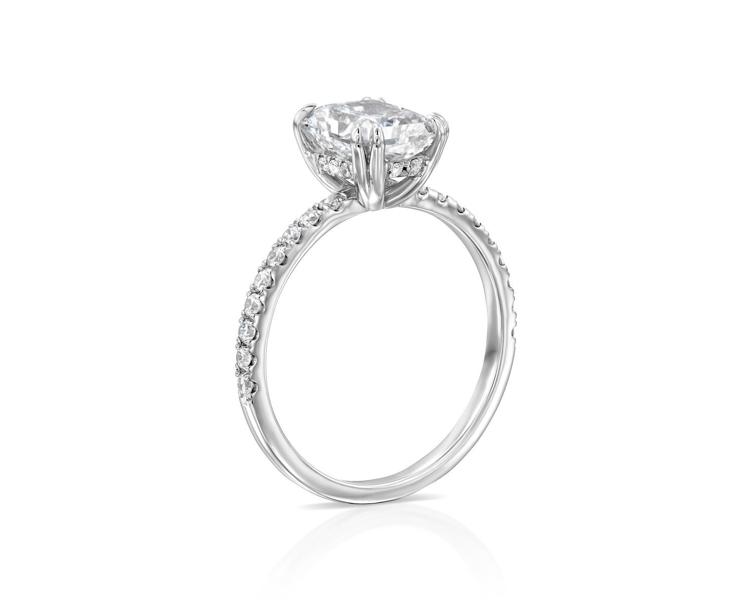 Radiant Cut Diamond Engagement Ring Claw Prongs Unique Gold - Etsy