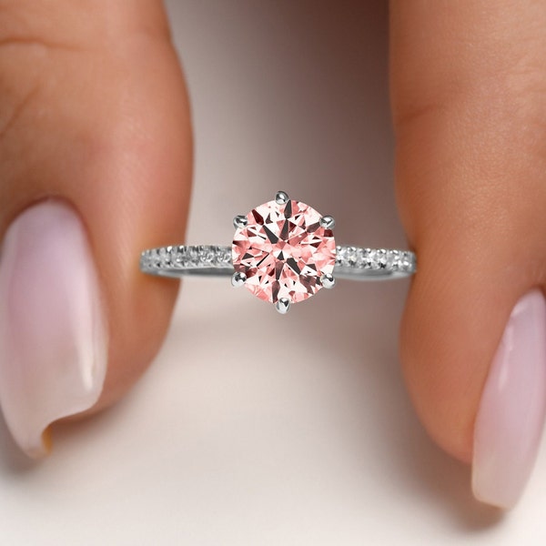 Lab Grown Pink Diamond Ring - Etsy