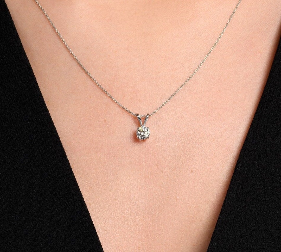 0.50 Carat Classic Diamond Pendant Necklace 4 Prong Solitaire Pendant ...