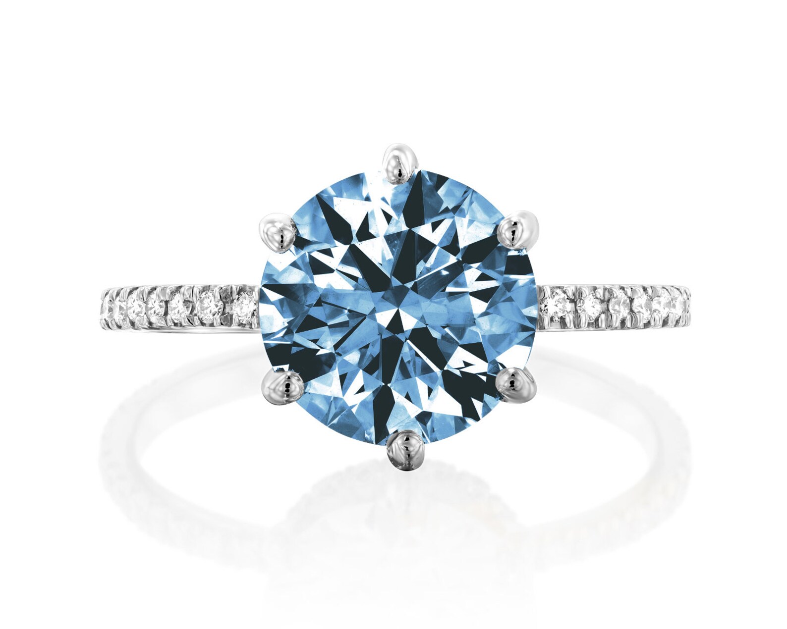 Perfect Luxurious Lab Blue Diamond 1 Carat Diamond Round Cut Engagement ...
