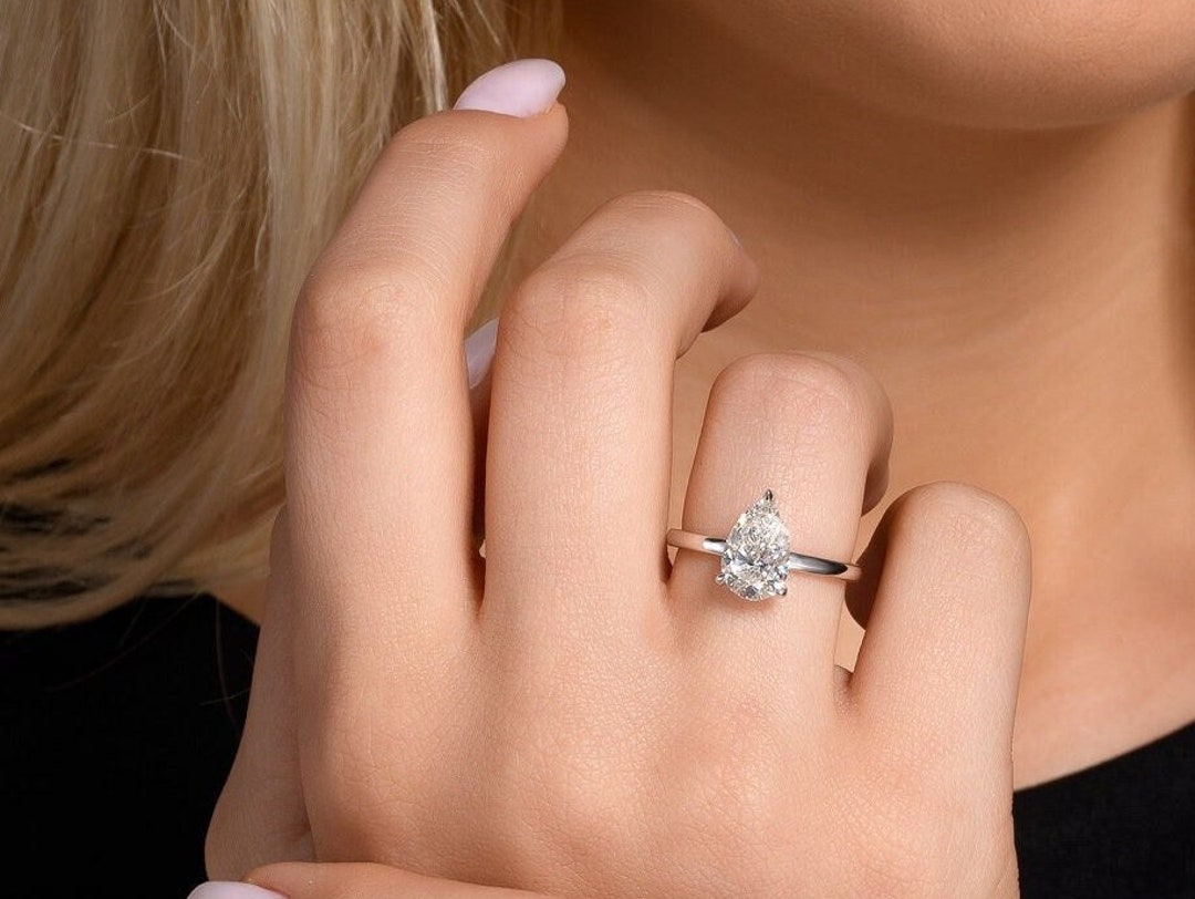 Amazing Sparkling 1.5 Carat Pear Diamond Solitaire Anniversary - Etsy