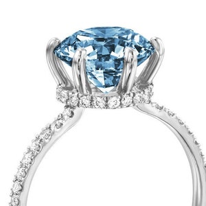 Perfect Luxurious Lab Blue Diamond 1 Carat Diamond Round Cut Engagement ...