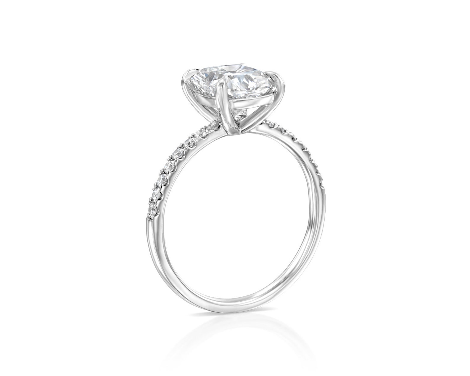2.5 Carat Cushion Cut Diamond Pave Setting Side Stones Halo Engagement ...