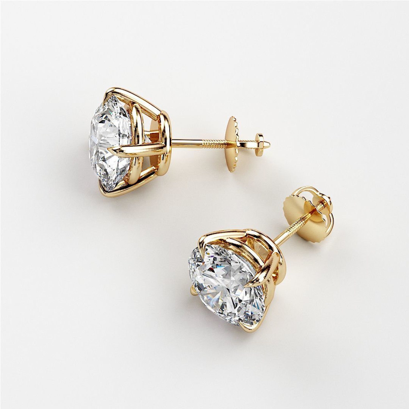 Solid Gold High Quality CVD Lab Diamonds Solitaire Earrings - Etsy