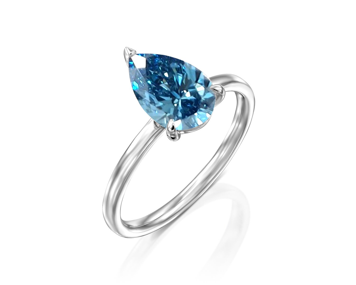 1 Ct Blue Diamond Pears Engagement Ring Fancy Color IGI Lab Grown ...