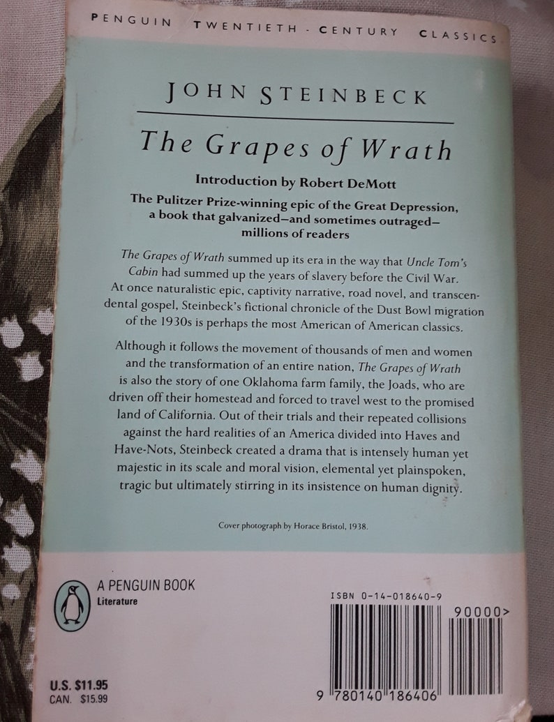 1990s Vintage Soft Cover Edition of the Grapes of Wrath by John ...
