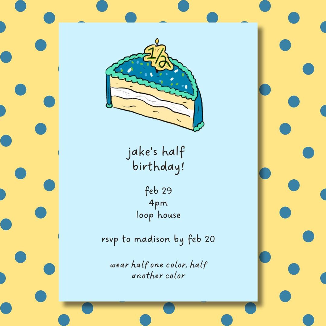 Boy Half Birthday Invitation | Editable Canva Template | Hand-drawn ...