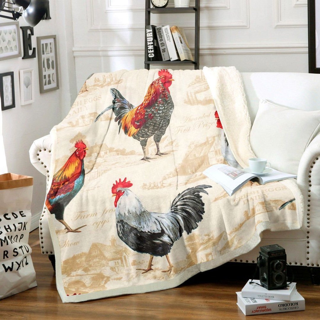 Rooster Chickens Farmhouse 3D Printed Blanket, Blanket for Your Loved ...