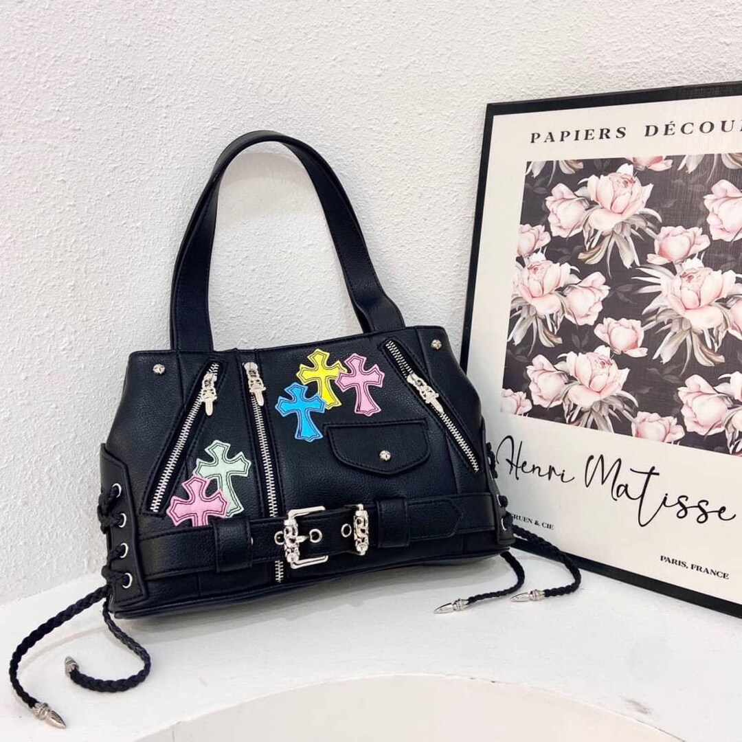 Chrome Cross Biker Bag Chrome Bag Y2K Purse Biker Purse - Etsy