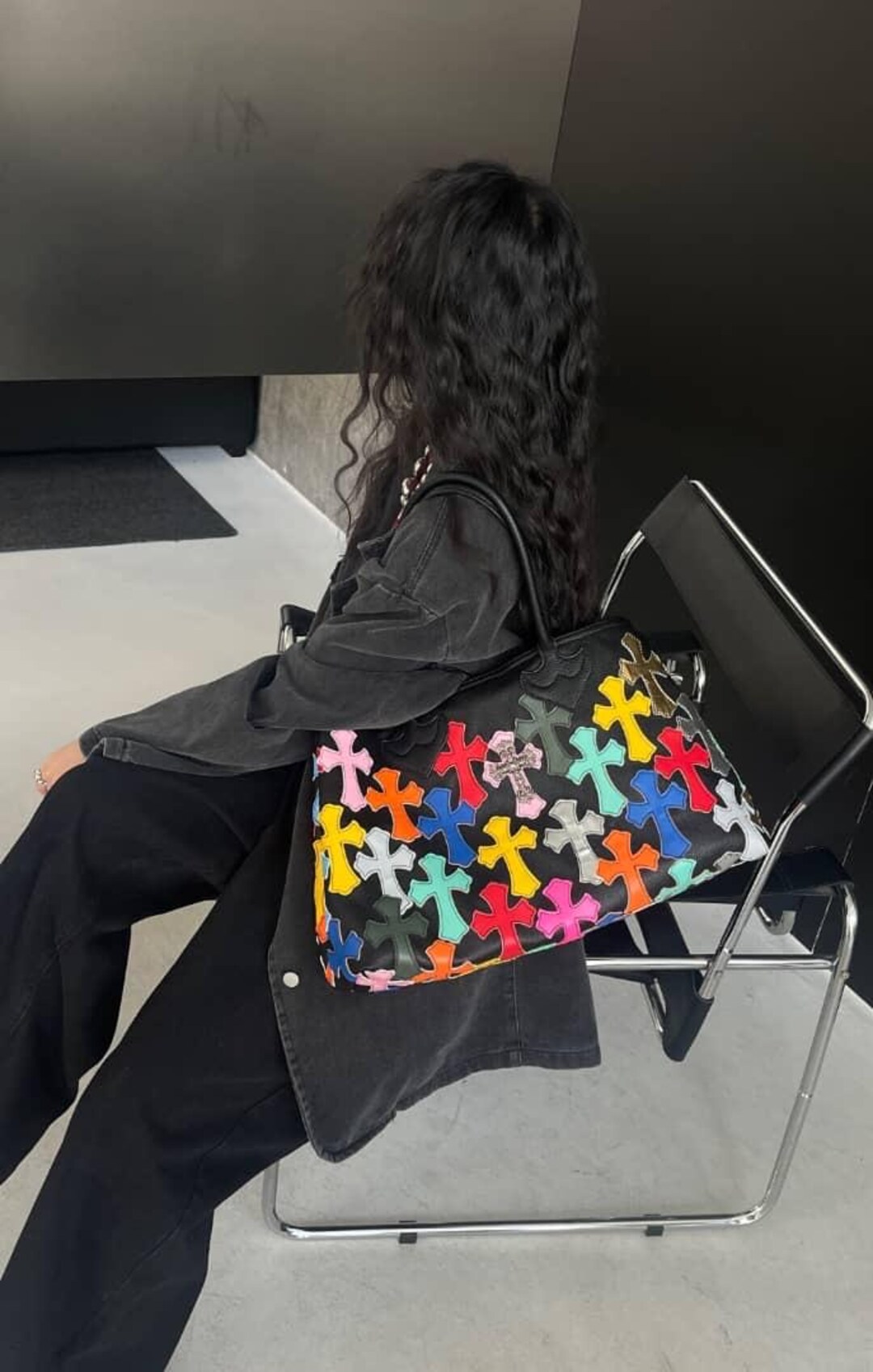 Chrome Cross Large Tote Bag Chrome Bag Y2K Purse Custom Airport Tote ...