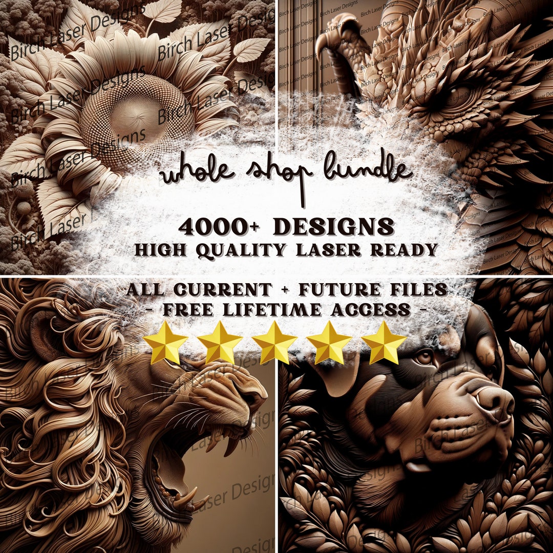 4000 Bundle, Laser Burn Engrave PNG Files CNC 3D Illusion Engrave ...