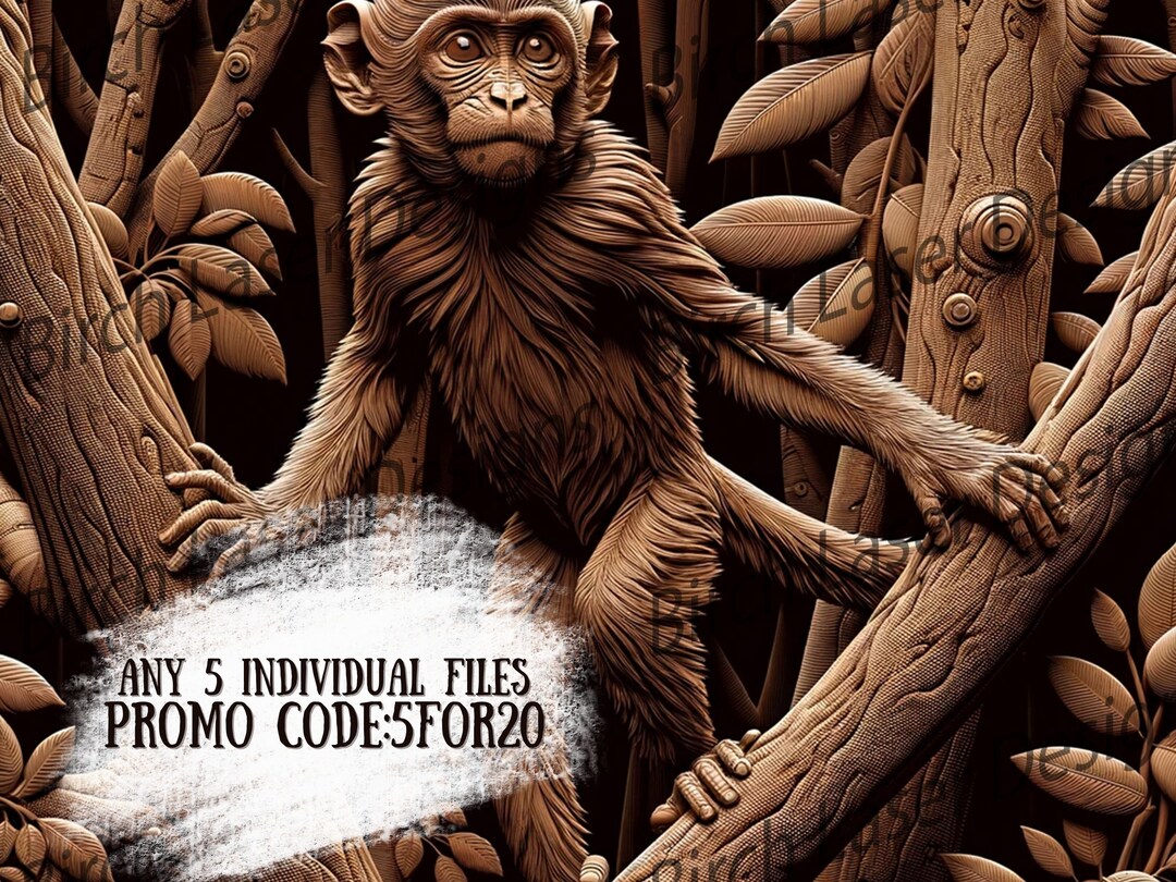 Monkey Engraving Design File for Monkey Memorials for Zoo Gift for Zoo Design File for Engraving ...