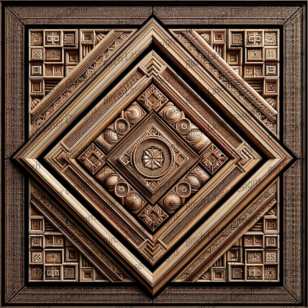 Geometric Patter Laser Engraving Laser Burn PNG JPG 3D Illusion ...