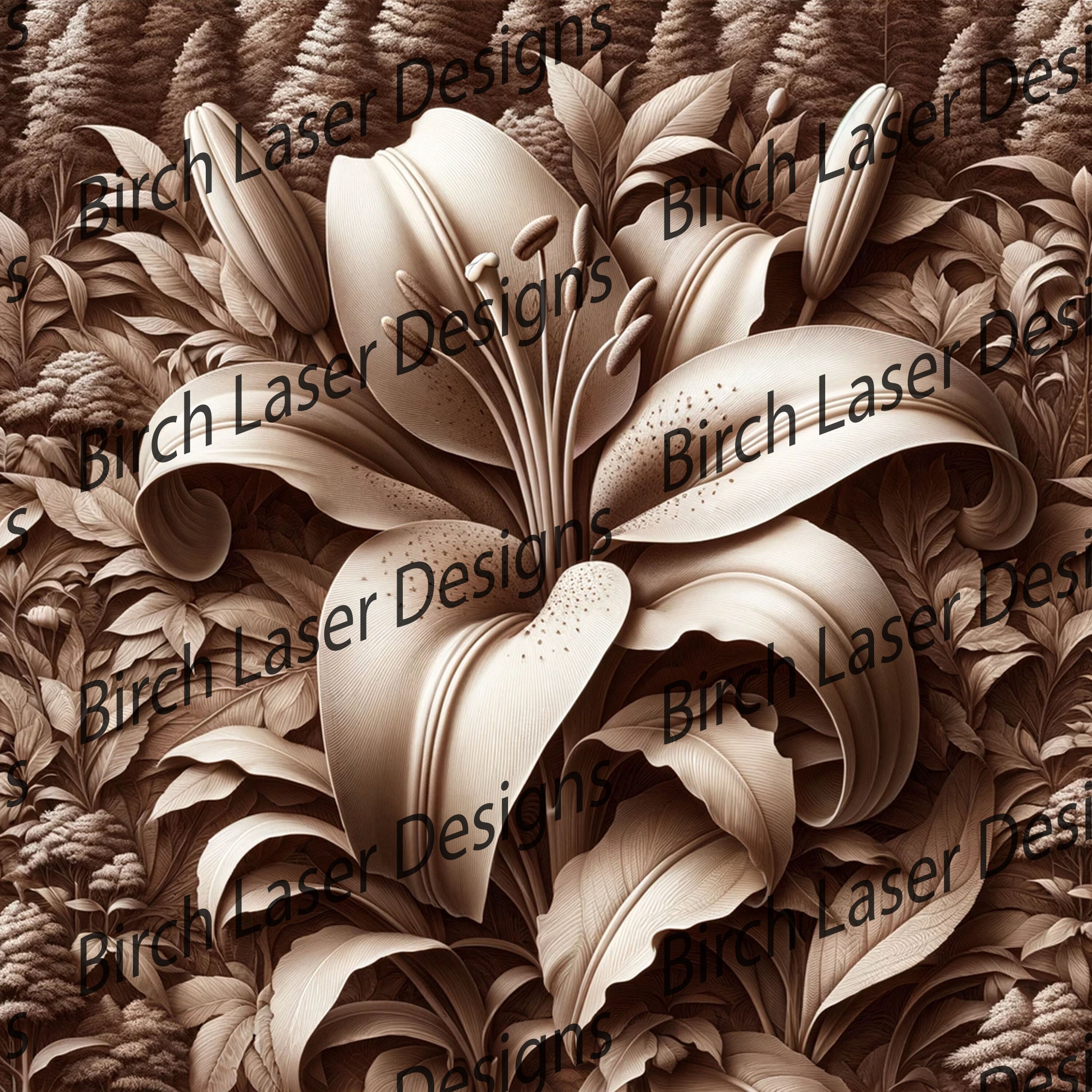 Flower Laser Engraving Lily PNG JPG 3D Illusion Engrave Laser Ready ...
